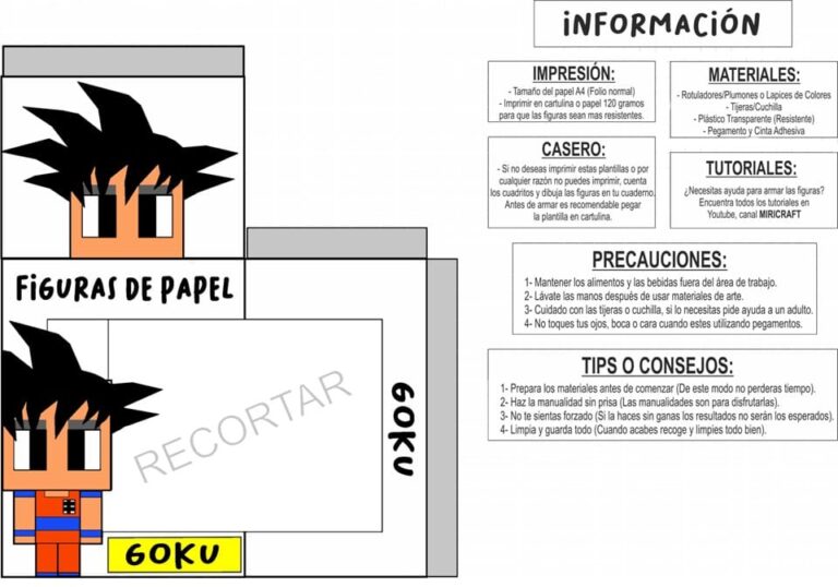 Papercraft Goku: Figura de Papel en 3D de Goku para imprimir