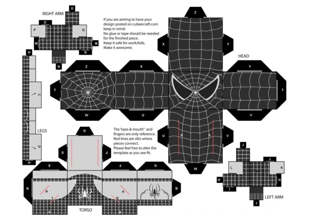 Papercraft Spiderman: Figura de papel 3D de Spiderman en PDF