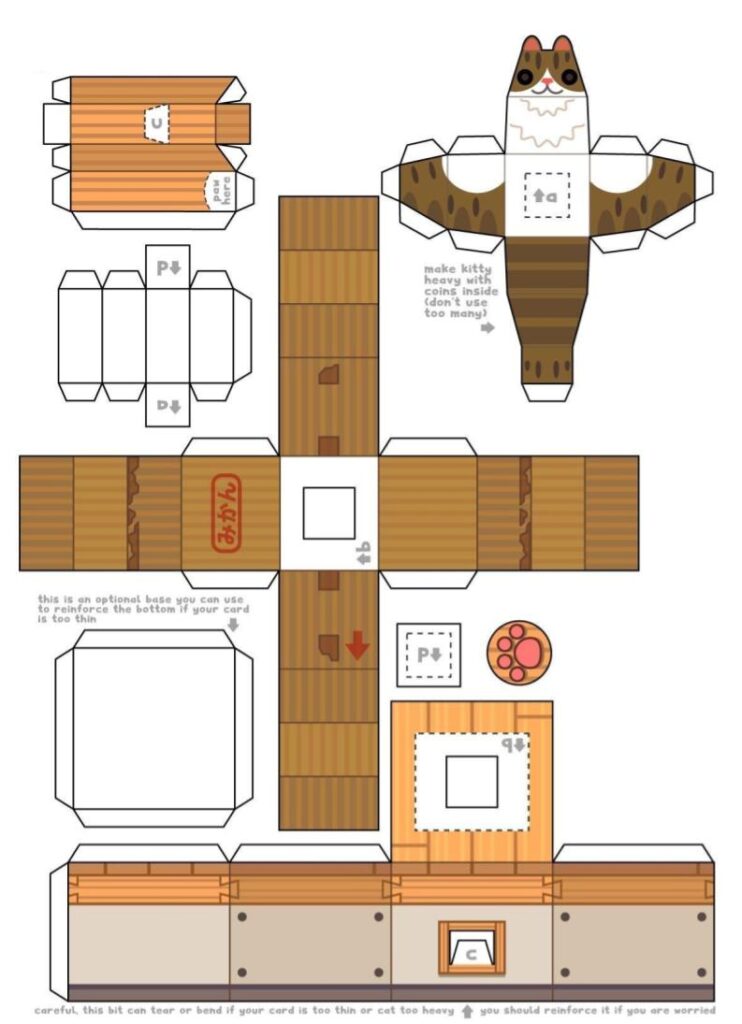 Papercraft Cat Box: Figura de papel 3D de Cat Box en PDF