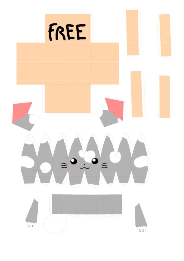 Papercraft Cat Box: Figura de papel 3D de Cat Box en PDF