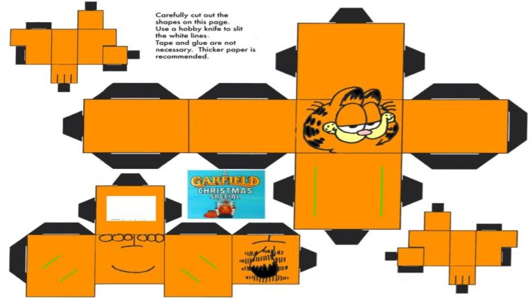 Papercraft Garfield: Figura de papel 3D de Garfield en PDF