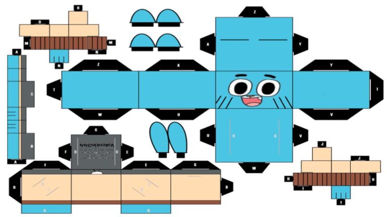 Papercraft Gumball: Figura de papel 3D de Gumball en PDF