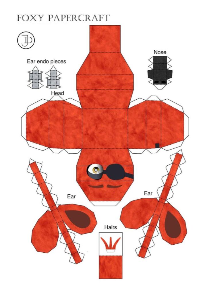 Papercraft Foxy: Figura de papel 3D de Foxy en PDF
