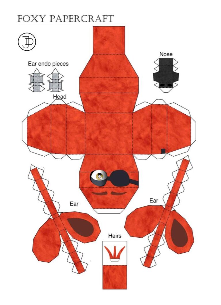 Papercraft Foxy: Figura de papel 3D de Foxy en PDF