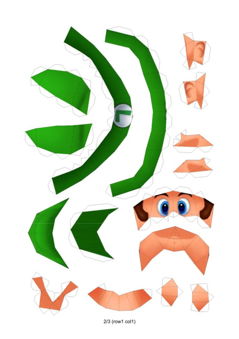 Papercraft Luigi: Figura de papel 3D de Luigi en PDF