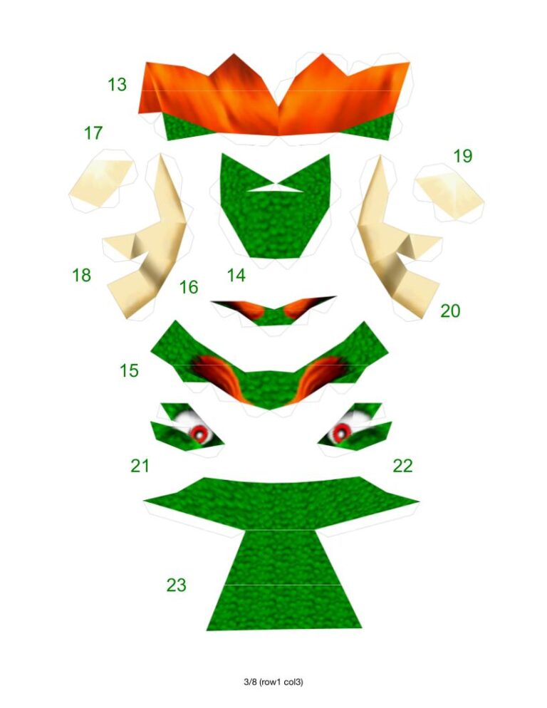 Papercraft Bowser: Figura de papel 3D de Bowser en PDF