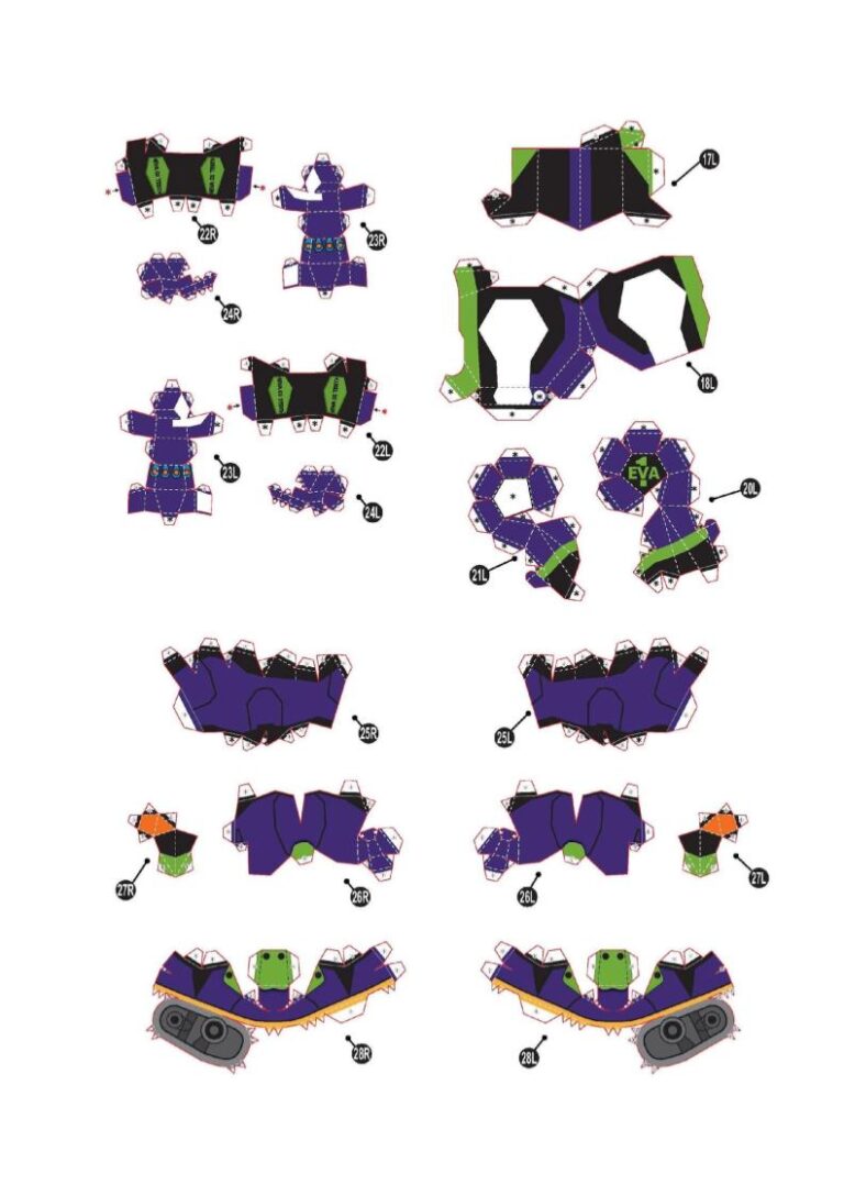Papercraft Eva-01 Evangelion: Figura de papel 3D en PDF