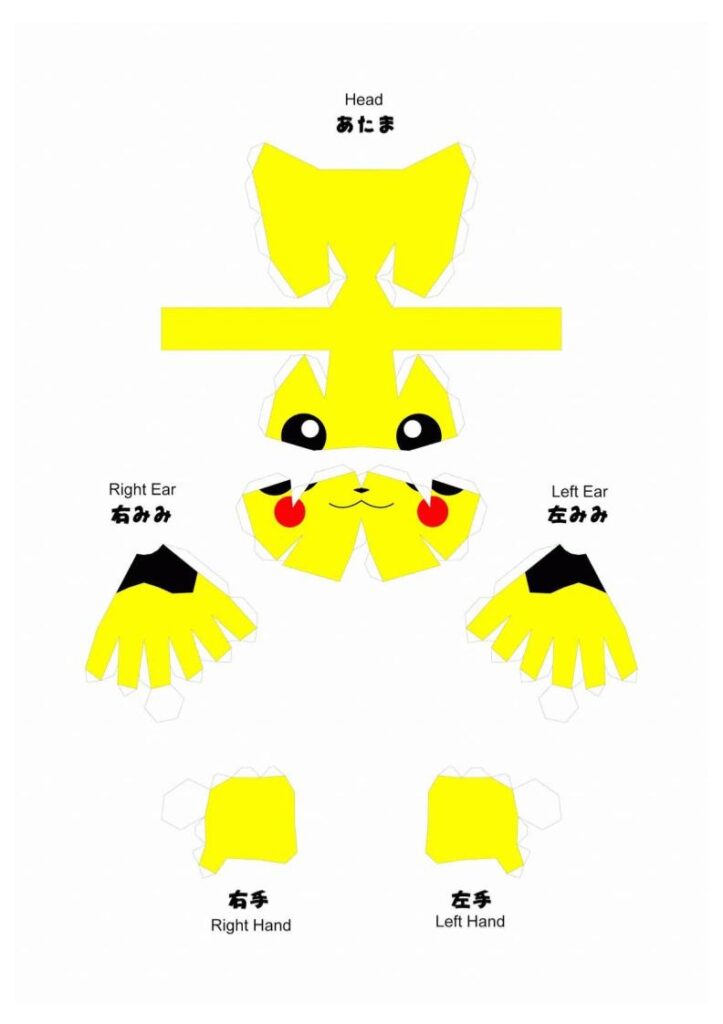 Papercraft Pikachu: Figura de papel 3D de Pikachu en PDF