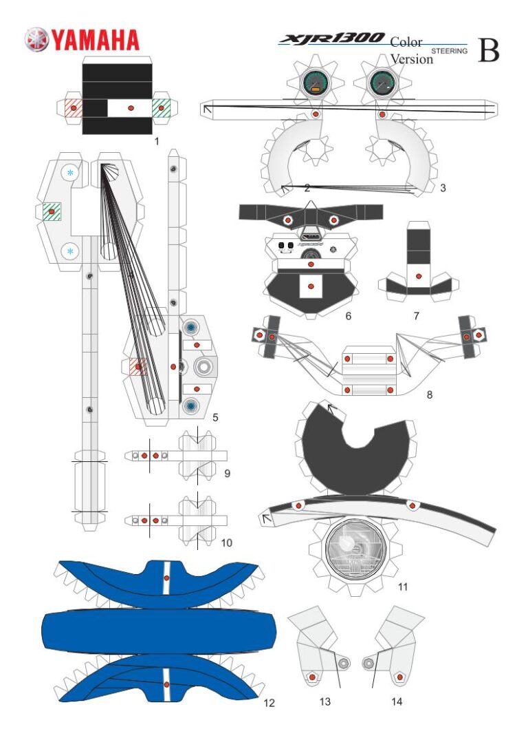 Papercraft Motocicleta Yamaha XJR 1300: Figura de papel 3D