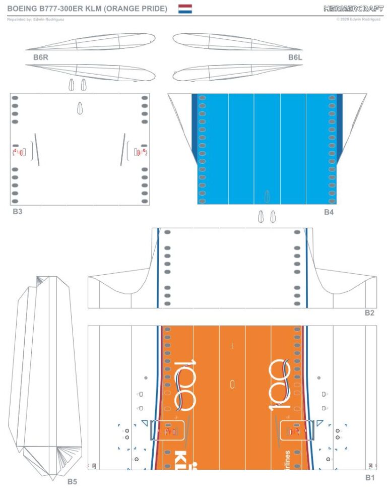 Papercraft Boeing 777: Figura de papel 3D en PDF