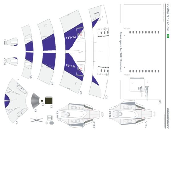 Papercraft Boeing 787: Figura de papel 3D en PDF