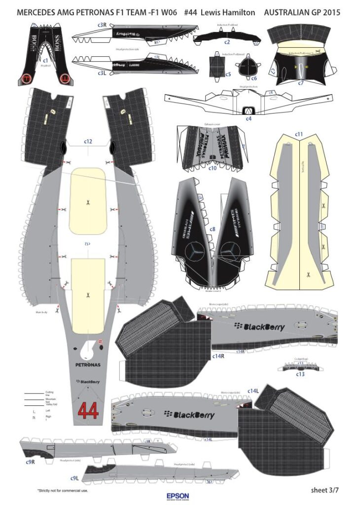 Papercraft Mercedes W11: Figura de papel 3D en PDF