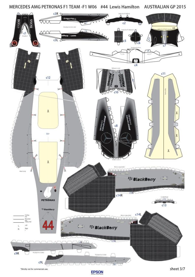 Papercraft Mercedes W11: Figura de papel 3D en PDF